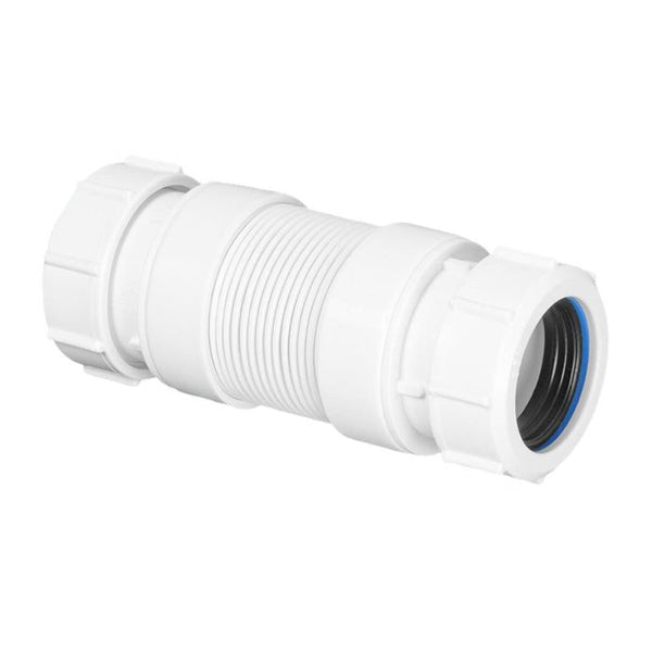 WHITE PVC FLEXIBLE CONNECTOR 35MM – ABS BUILDING AND DIY STORE